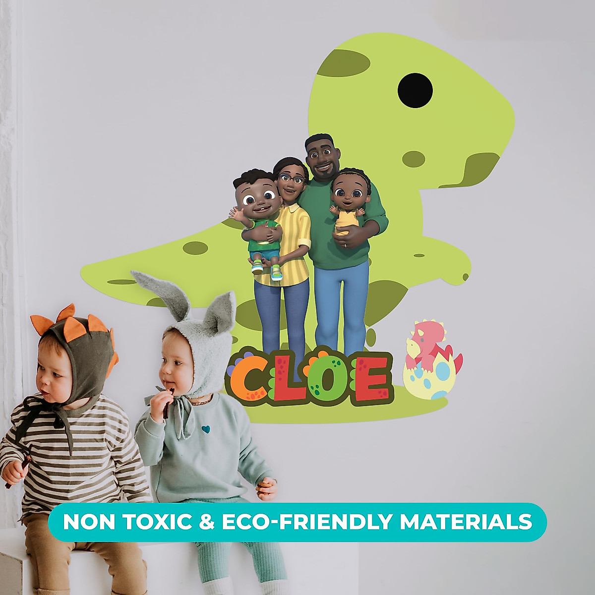 EGD Custom Name Cody and His Family CoComelon Kids Wall Decor | EGD X CoComelon Series | Personalized Wall Decal for Baby Girl or Boy | Multiple Sizes and Color Options