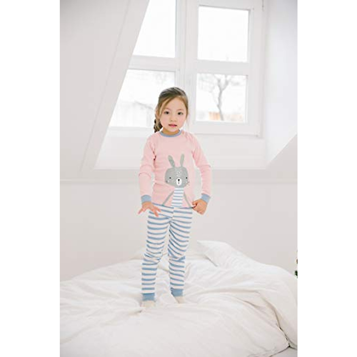 VAENAIT BABY Kids Girls Sleepwear Pajama 2pcs Set Pink Bunny 3T/M