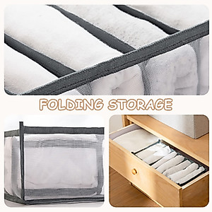 QINGHON 7 Grids Wardrobe Clothes Organizer, Clothes Organizer, T Shirt Organizer for Closet, Visible Grid Storage Box for Underwear, Socks, Skirts, T-Shirts (White,Two Medium)