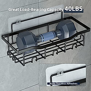 LURVUO Shower Caddy Shower Organizer,3Pack No Drilling Large Capacity Rustproof Adhesive Bathroom Organizer for Bathroom Storage&Kitchen,Black