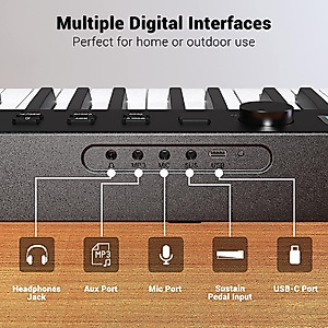 MAGICON 88 Key Foldable Electronic solid Piano can be folded in 180°,more portable. True and Pure Grand Piano Sound Source by France DREAM, Foot Pedal/Power adapter/Delicate Handbag (White)