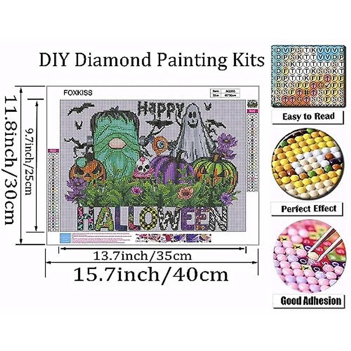 Diamond Art Painting Kits for Adults, Halloween Gnome DIY Diamond Dots Paintings Full Drill Paint with Diamonds , Round Diamonds Crystal Rhinestone Gem Art Painting Picture Kit for Beginners Decor