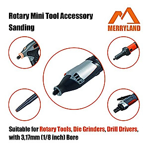 Merryland Drum Sander Sanding Band for Dremel 184pcs, 80# 1/2" Sanding Sleeve 180pcs and Mandrel 4pcs Rotary Tool, Electric Power Tool Accessory DIY, RMTA184C1