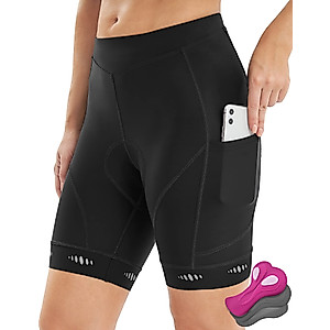 IUGA Padded Bike Shorts Women 4D Breathable Womens Cycling Shorts with Padding Mountain Biking Shorts with Pockets Black