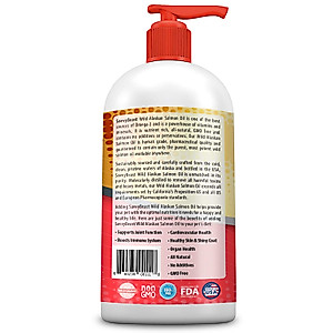 Pure Wild Alaskan Salmon Oil for Dogs, Cats, Ferrets - 32 oz Liquid Omega 3 Fish Oil, Pump on Food - Unscented All Natural Supplement for Skin and Coat, Joints, Heart, Brain, Allergy, Weight, Immune