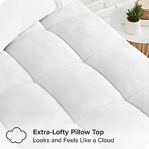 Bare Home Twin XL Mattress Pad - Pillow Top Reversible - Soft Mattress Topper - Cooling Breathable - 8" to 24" Deep Pocket - Fitted Mattress Cover - Plush Noiseless Mattress Protector (Twin XL)