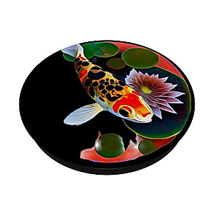 koi carp fish lilly pad flower japanese PopSockets Swappable PopGrip