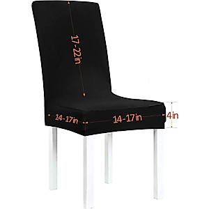 Obstal Black Chair Covers for Dining Room 6 Pack – Universal Stretch Spandex Removable Washable Chair Seat Slipcovers Protector for Kitchen, Ceremony, Wedding, Banquet, Hotel and Party