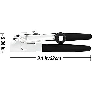 Heavy Duty Can Opener for Kitchen whit Magnet - Portable Can Opener with Built-In Bottle Opener & Manual Hand Crank - Easy-Grip, Oversized Handles with Non-Slip, Soft-Touch Rubber Sleeves - 8.27x2.7"