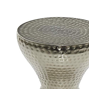 Deco 79 Metal Hammered Accent Table with Hourglass Shape, 14" x 14" x 18", Silver