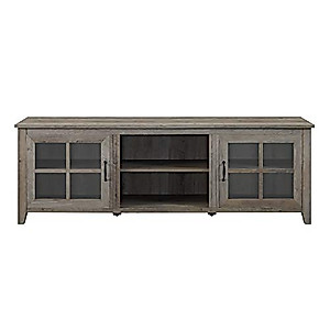 Walker Edison Portsmouth Classic 2 Glass Door TV Stand for TVs up to 80 Inches, 70 Inch, Grey Wash
