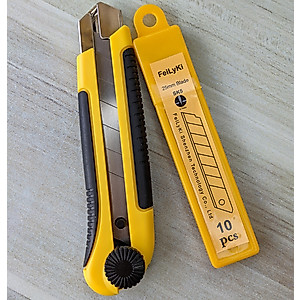 FeiLyKi 20-Pack 25mm Blade Knife Blades Snap Off Blades,SK5 Steel Sharp Silver-2064