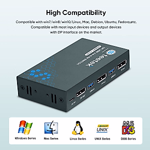 Steetek 2 Port DP USB 3.0 KVM Switch 4K@60Hz, KVM Switch Displayport 2 in 1 Out, KVM Switch for 2 Computer Share 1 Monitor and USB 3.0 Hub, Button Switch, with 2 DP and 2 USB 3.0 Cable