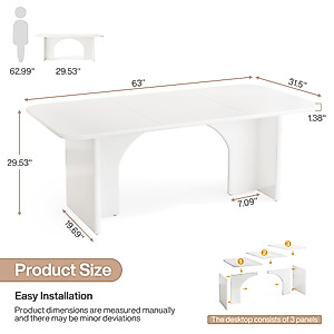 Tribesigns 62.99" Large Desk, Modern Home Office Computer Desk for 1-2 Person, Minimalist Double PC Writing Table Study Desk Executive Desk with Arch Design Legs, Cream White