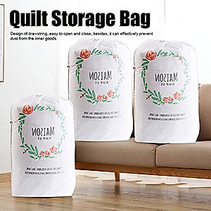 Yosoo Quilt Storage Bag, Cylindrical Large Capacity Clothes Pillow Blanket Storage Bags Reusable Drawstring Packing Bag for Comforters Blankets Bedding (15.7x15.7x31.5in)(3#Flower)