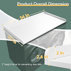 Ulif Laundry Countertop for Washer and Dryer, Over Washer Dryer Topper for Storage and Organization, Overall Size 27.5"D x 54"W x 2.6"H White