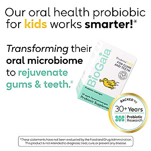 BioGaia Prodentis Kids | Dental Probiotics for Teeth and Gums | Promotes Good Oral Health & Gut Health Too | Oral Probiotics | 30 Apple-Flavored Lozenges | 1-Pack