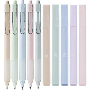 BLIEVE - Aesthetic Highlighters and Gel Pens With Soft Pastel Ink And Tip, No Bleed Dry Fast Easy to Hold, for Bible Journaling Planner Notes School Office Supplies, 10 Pack