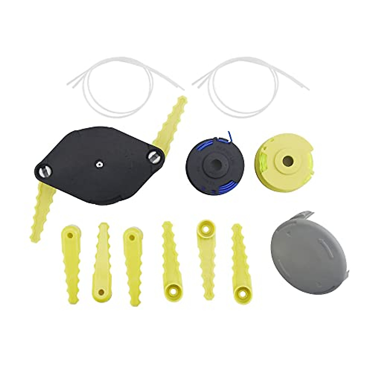 ACFHRL2 AC052N1 2-in-1 Fixed Line and Bladed Head kit Compatible with RYOBI Auto Feed String Trimmers - with String Trimmer Replacement Spool Line & Spool Cap & Serrated Blade - Complete Equipment