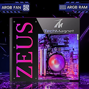 TechMagnet Gaming Desktop PC, Intel i7 6th Gen, Zeus Pro 6, GT 1030, 8GB RAM ARGB, 256GB SSD + 2TB HDD, 24 Inch Monitor, Wi-Fi | Bluetooth Adapter, Webcam, RGB Kit, Win 10 Pro (Renewed)