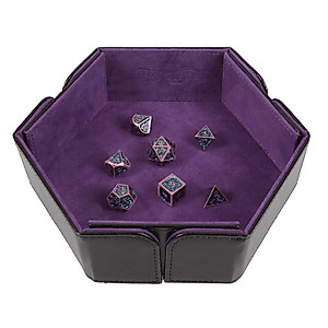Forged Dice Co. 6.5 Inch Magnetic Folding Dice Tray - Portable Folding Dice Rolling Tray for use as DND Dice Tray D&D Dice Tray or Dice Game - Quiets Rolling Metal Dice and Folds Flat - Purple