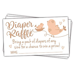 50 Baby Bird Diaper Raffle Tickets - Girl Baby Shower Game