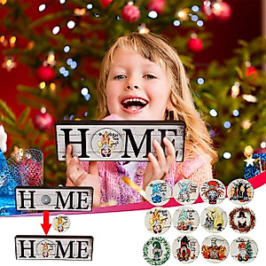 Baisnuo Home Gnome Signs Decor, interchangeable sign with 12 Pieces Holiday Wooden Table Top Shelf Decor for Front Porch Wall Outside Garden Indoor seasonal decorations