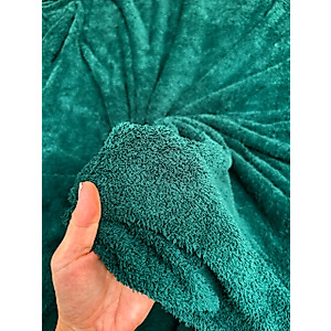 Plush Organic Terry Cloth Knit Fabric: Ideal for Sweaters, Bathrobes, and More - 60-Inch Width - 1 Yard of French Terry Cloth by The Yard (Hunter Green)