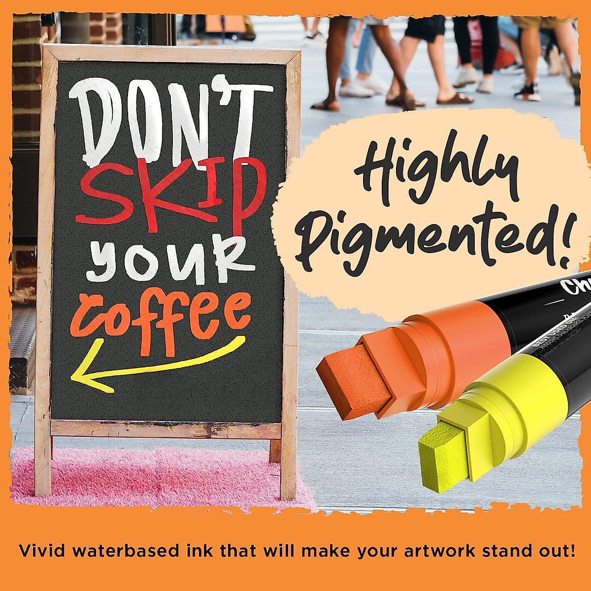 8 Washable Window Markers for Cars - 15mm Jumbo, 3 in 1 Nib, 28g Ink - Liquid Chalk Markers for Chalkboard, Blackboard, Glass, Bistro, Auto, Menu Board - Loved by Teachers, Kids, Artists, Businesses