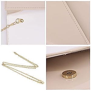 Gabrine Women's Patent Leather Evening Bag Shoulder Bag Clutch Purses Handbag for Wedding Party Prom, Naked color