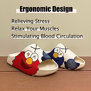 ibnsdoy Cloud Cushion Slides EVA Pillow Slippers Cute Graffiti Slides House Shoes Non-Slip Thick Soft Platform Slide Sandals For Women Men Unisex Massage Shower Bathroom Slipper For Spa Gym Home