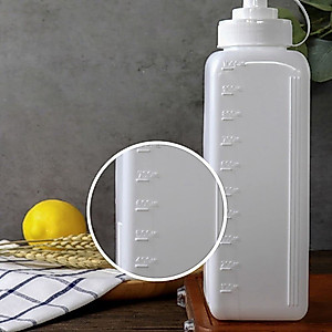 Square Plastic Large-Caliber Jam Jar Squeeze Bottle, Tomato Jam Salad Cream Sauce Bottle Oil Dispenser Kitchen Gadgets(transparent)