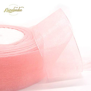 NICROLANDEE 3 Rolls Sheer Chiffon Ribbon 1.5Inch×49 Yards Dusty Rose Fading Chiffon Ribbon for Gift Wrapping Wedding Gift Ribbon Bows Bouquets Wrapping Birthday Wreath Decorations
