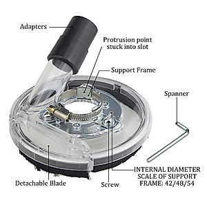 XINGYHENG Dust Shroud Kit Dry Grinding Dust Cover 100-150mm Adjustable Angle Grinder with 4 Inch Concrete Diamond Grinding Cup Wheel