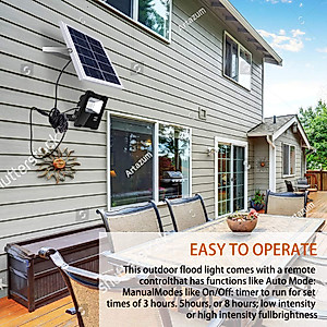 Richarm Solar Flood Lights Outdoor Remote Control Solar Power Led Lights 10W 500LM 25 LEDs IP65 Waterproof Solar Wall Lamp Floodlights for Gutter Shed,Business Sign