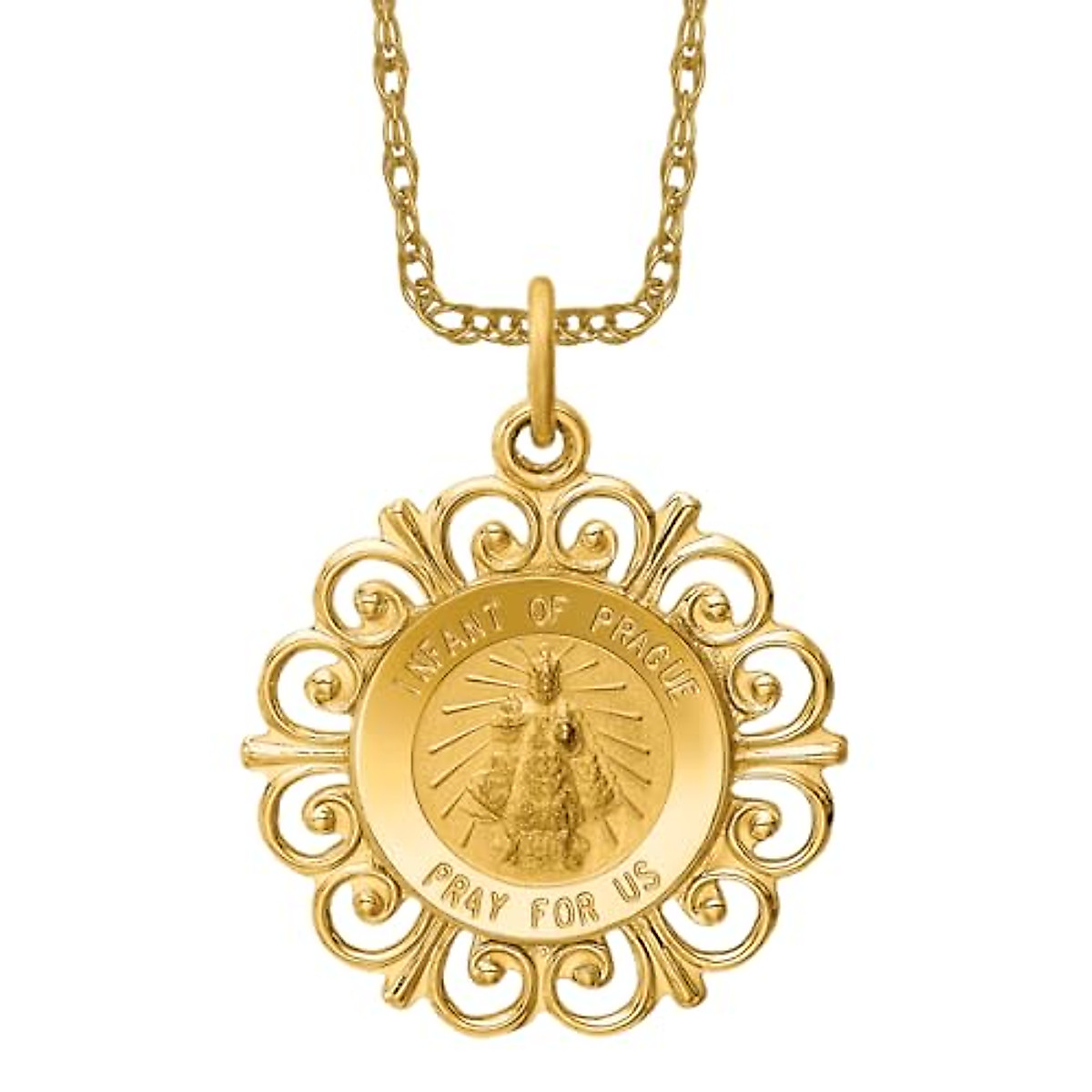 IceCarats 14K Yellow Gold Infant of Prague Medal Necklace Charm Pendant Only