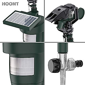 Hoont Cobra Animal Repeller | Outdoor Solar-Powered Motion-Activated Water Blaster with Powerful Jet Spray for Yard, Lawn & Garden | Scare Away Deer, Rabbits, Squirrels, Birds & Other Animals & Pests