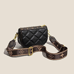 GUSEES LuckSeed Small Crossbody Bags for Women Quilted Leather Shoulder Bag Handbags Clutch Purses, Black