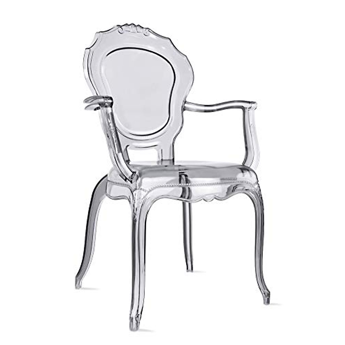 2xhome - Belle Style Ghost Chair Ghost Armchair Dining Room Chair - Smoke Armchair Lounge Chair Seat Higher Fine Modern Designer Artistic Classic Mold