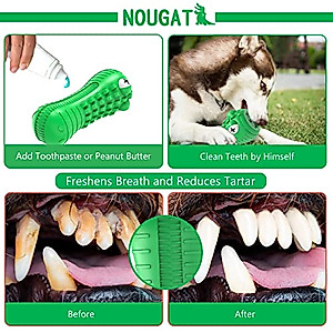 NOUGAT Tough Dog Toys for Aggressive Chewers, Squeaky Dog Chew Toys Natural Rubber Milk Flavor for Medium Large Dogs (Green, Crocodile)