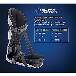 United Ortho Plantar Fasciitis Adjustable Leg Support Brace Fits Right or Left Foot for Soreness Relief, Foot Pain and Stretching, Large, Black