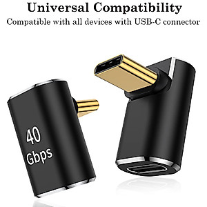 AuviPal 90 Degree USB C Adapter (4 Pack), USB Type C Right Angle Connector for Steam Deck, ROG Ally, MacBook, Notebook, Smart Tablet & Phone and More - Black