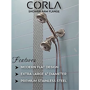 Corla 4" Modern Oversized Shower Arm Flange | Universal Replacement Escutcheon Cover Plate (Brushed Nickel)