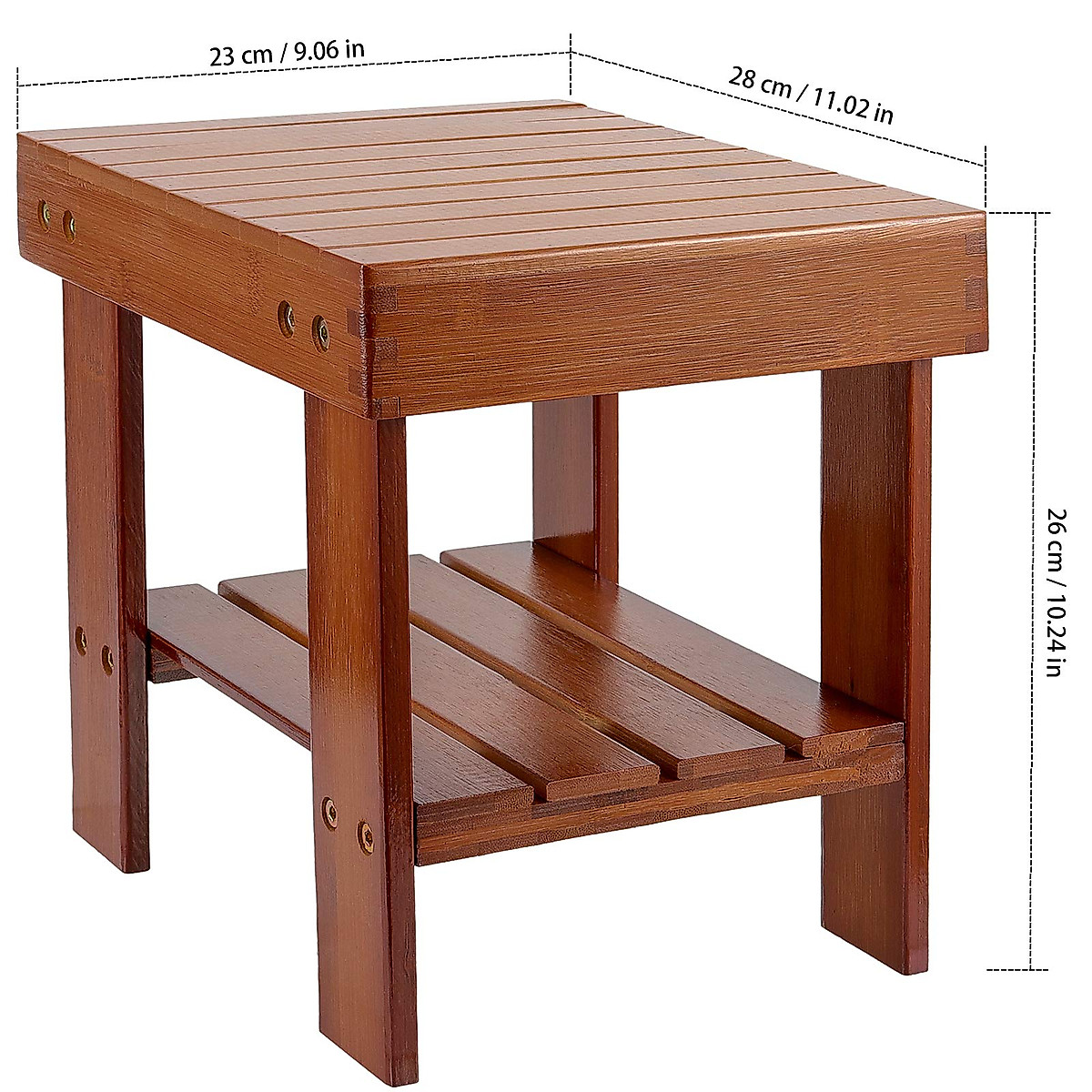 ZEONHAK 2 Pack 11 x 9 x 10 Inches Bamboo Step Stool, Bamboo Foot Stool, Bamboo Small Seat Stool for Garden, Living Room, Kitchen, Bathroom, Bedroom