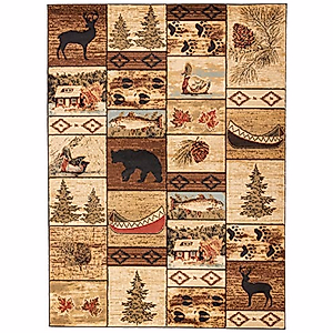 Rug Empire Rustic Lodge River Run Cabin 5X7 Area Rug, 5'3x7'3