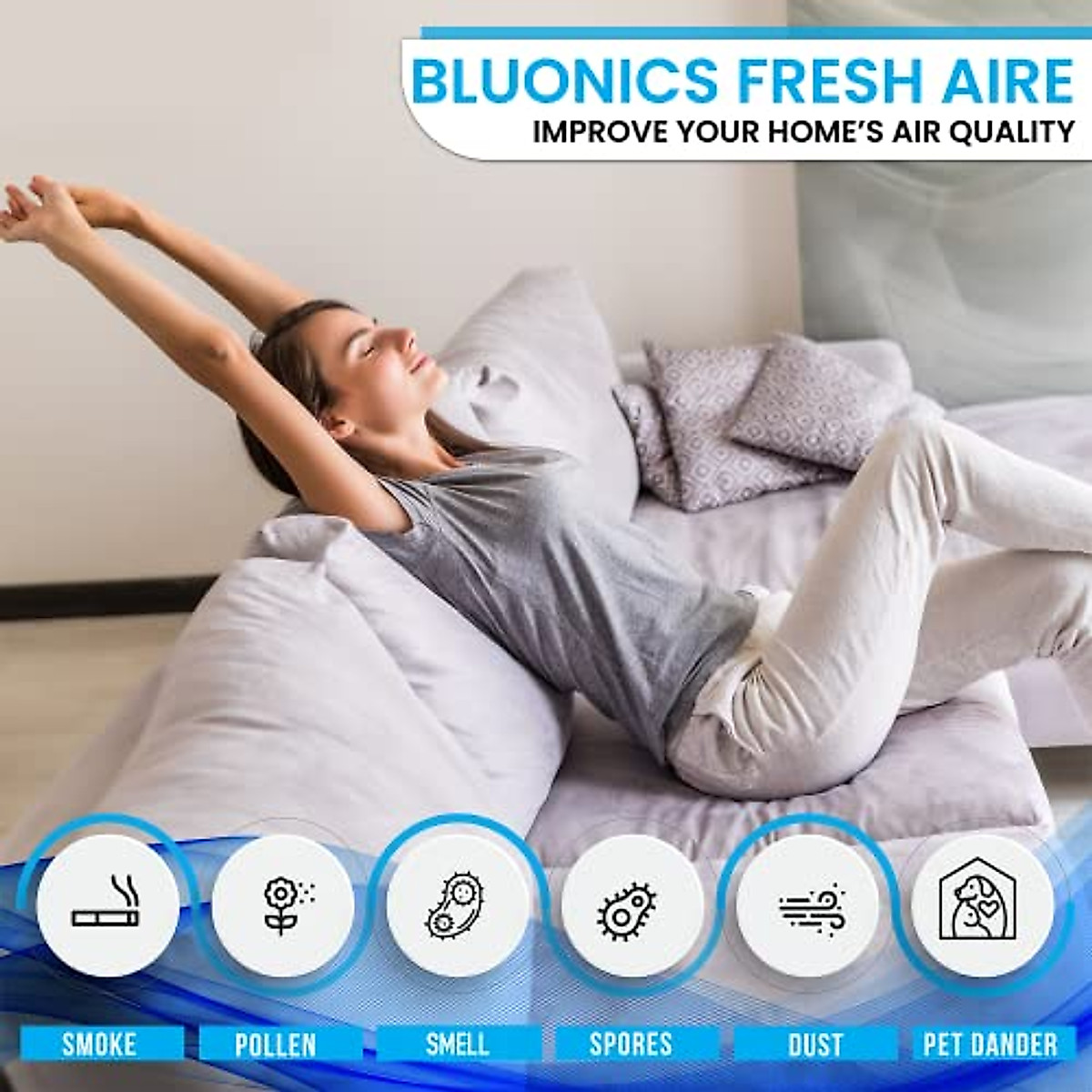 Bluonics Fresh Aire 3-Pack Water Air Washer, Air Revitalizer & Freshener with Night Light 7 LED Changing Colors & White Noise