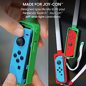 TALK WORKS Golf Clubs for Nintendo Switch Joy-Con Controllers, 2 Pack - Switch Games Accessories Joy Con Controller Grip Holder for Mario Golf - Lightweight, Adjustable Straps - Mario Red/Luigi Green