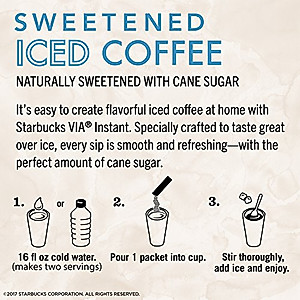 Starbucks VIA Instant Coffee Medium Roast Packets — Sweetened Iced Coffee — 6 boxes (36 packets total)