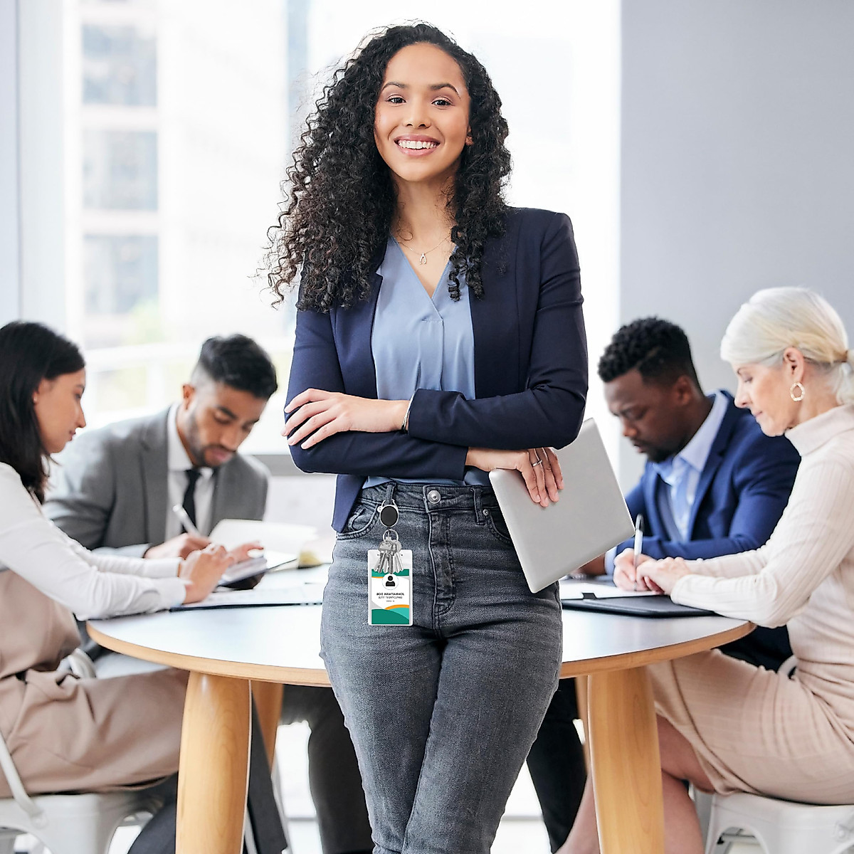 2 Pack ID Badge Holder With Clip – Badge Reels Retractable Heavy Duty – Clear Id Card Holder Retractable – Vertical Lanyard Id Holder with Carabiner Badge Reel – Badge Holders with 24 inches Pull Cord