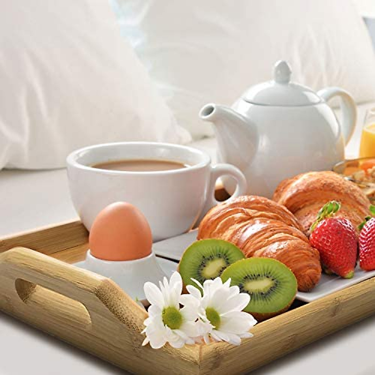 Palm Naki Bamboo Serving Tray - Bamboo Decorative Tray with Handles, Bamboo Charcuterie Tray, Bamboo Wood, 19.5” x 11.8” x 1.5”